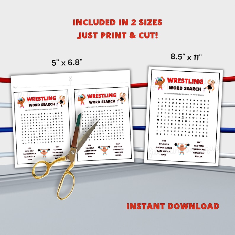 Wrestling Party Games: 8 Printable Activities (instant Download) - Etsy