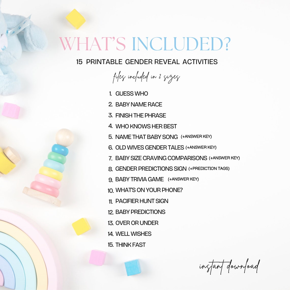 Gender Reveal Party Games, Printable Gender Reveal Activities, Gender ...