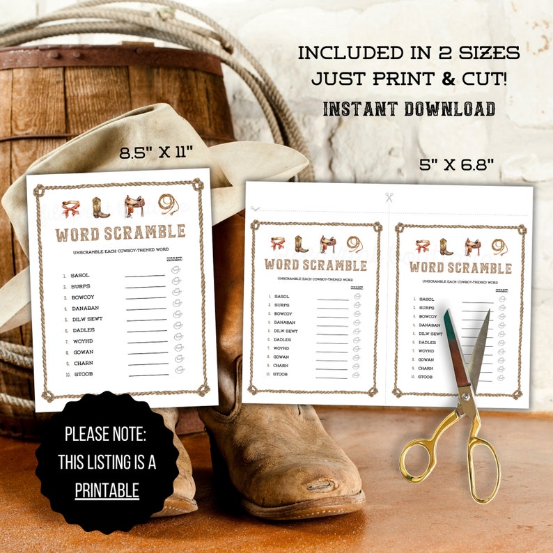 Cowboy Party Games: Printable Activities Bundle (digital Download) - Etsy