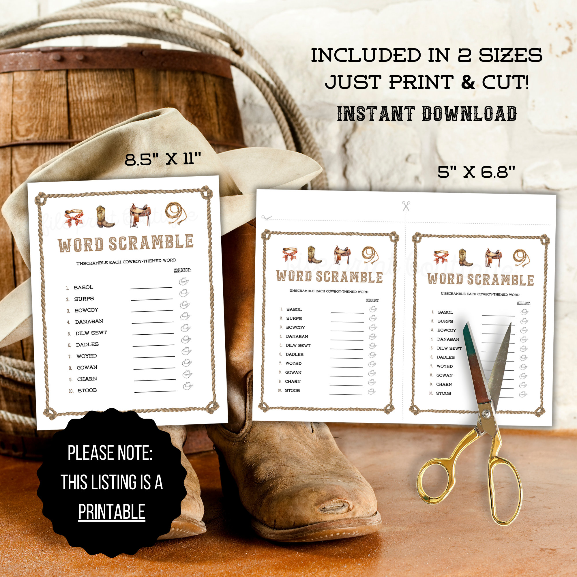 Cowboy Party Games: Printable Activities Bundle (digital Download) - Etsy