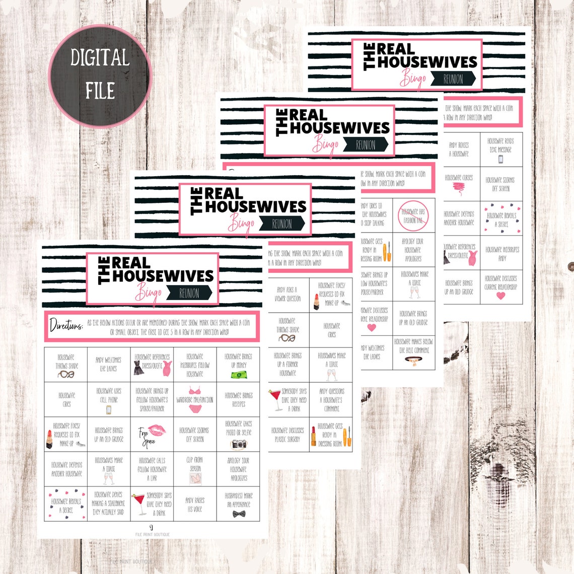 The Real Housewives Reunion Printable Bingo Game Instant | Etsy