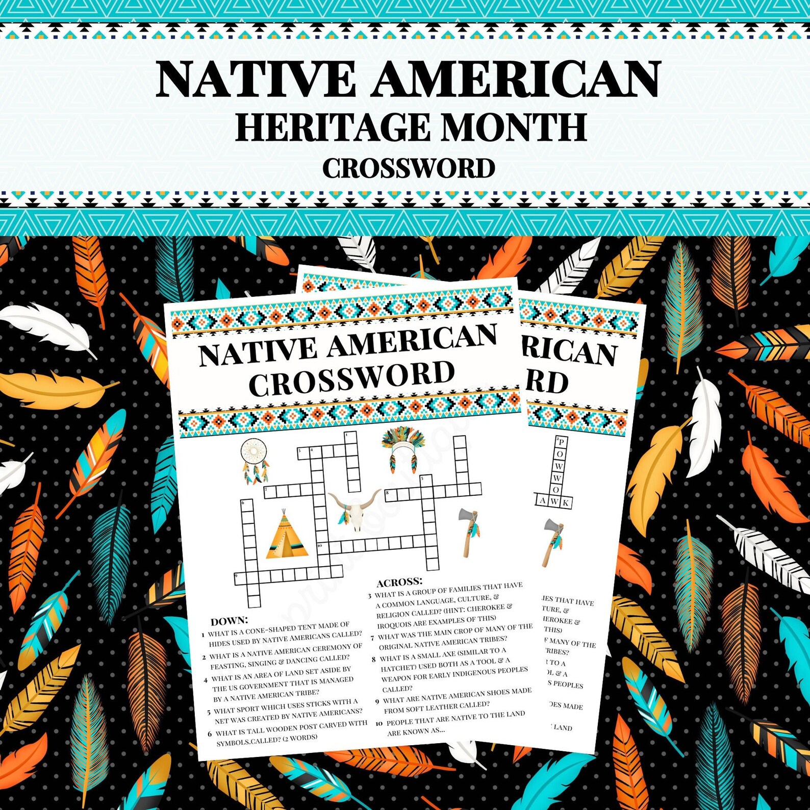 Native American Heritage Month Crossword Puzzle (printable) - Etsy
