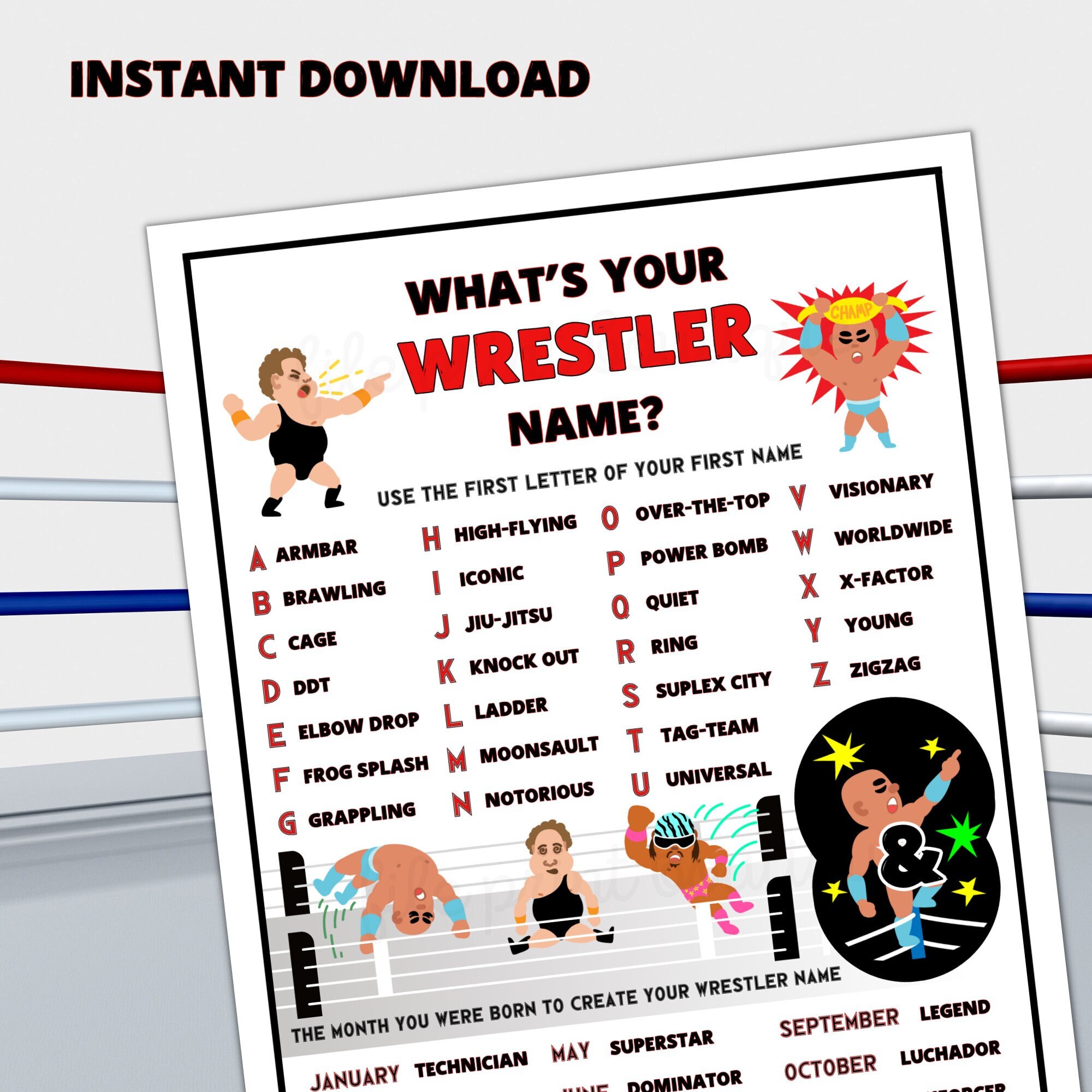 Whats Your Wrestler Name Printable Wrestler Name Creator Printable