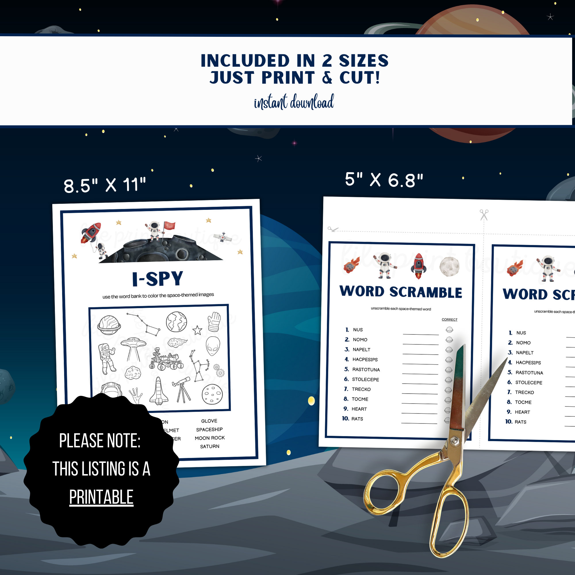 Space Printable Games, Space Birthday Games, Space Games for Kids ...