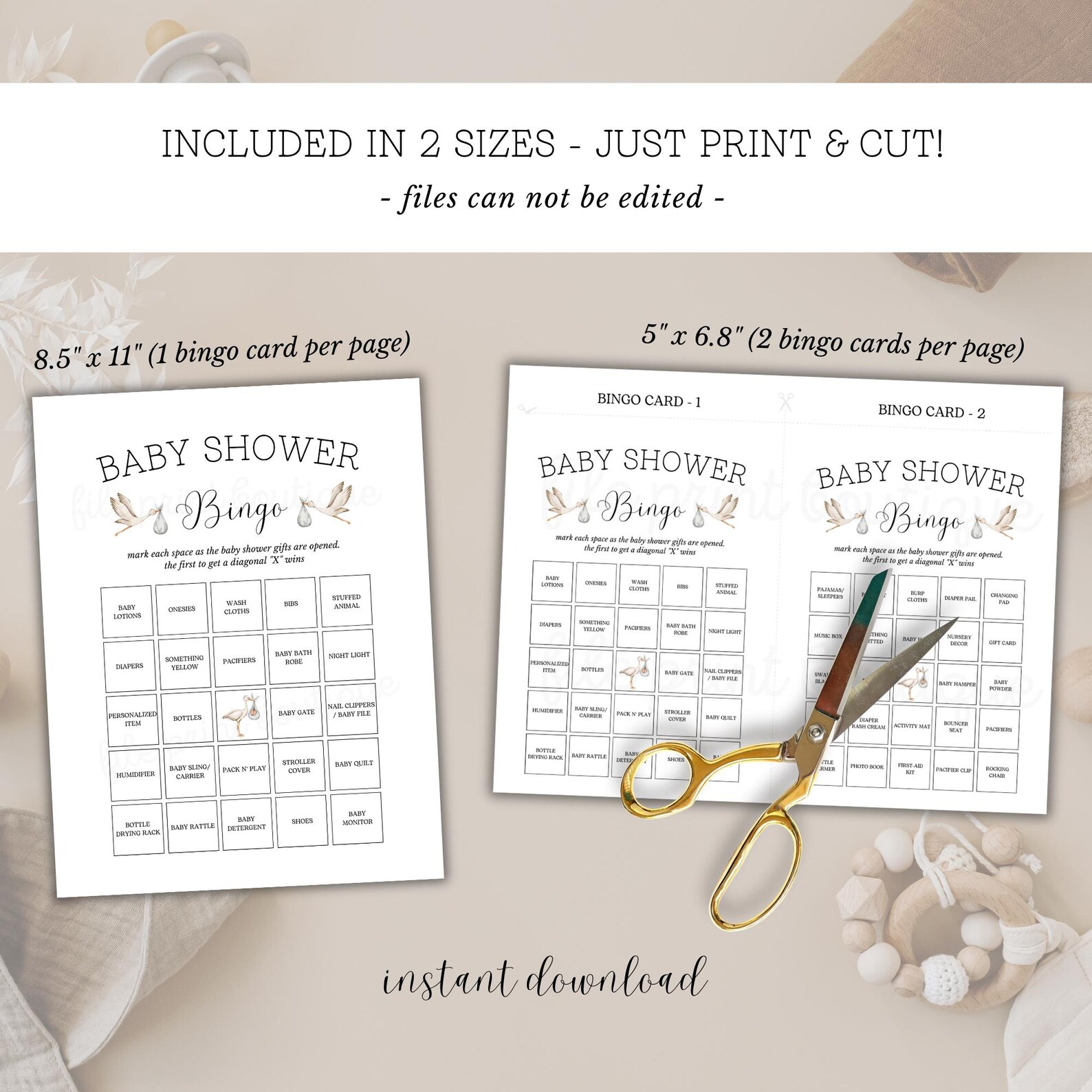 Baby Shower Bingo Printable, 30 Prefilled Bingo Cards, Neutral Baby ...