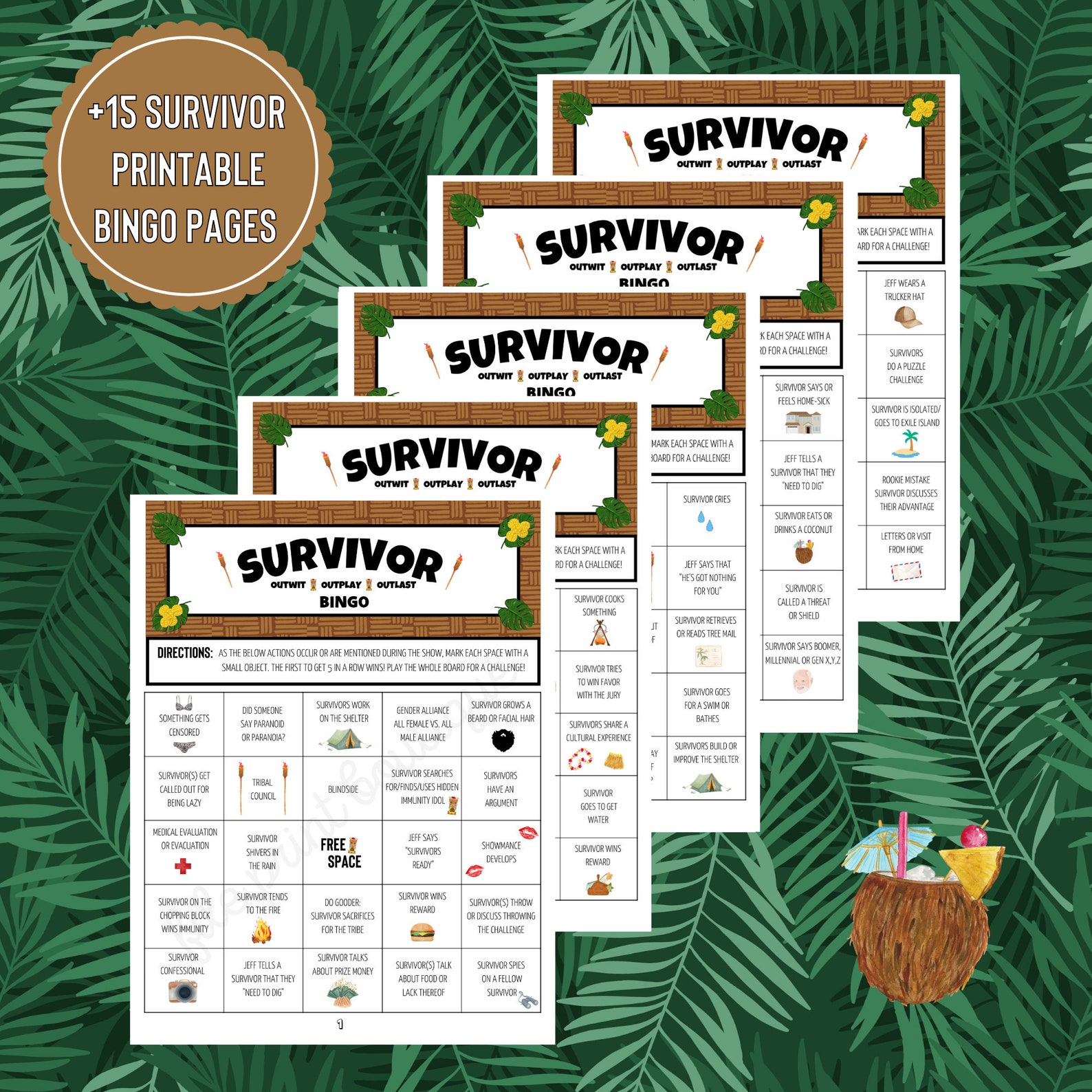 Survivor Printable Bingo Game, Survivor Download, Viewing Party Game ...