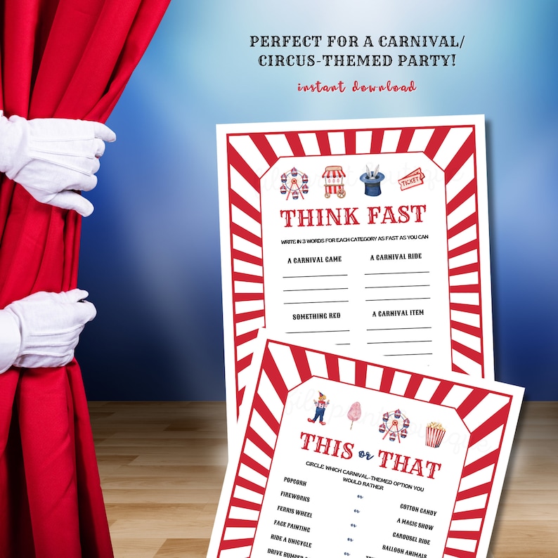Carnival Party Games: Printable Circus Activities (instant Download) - Etsy