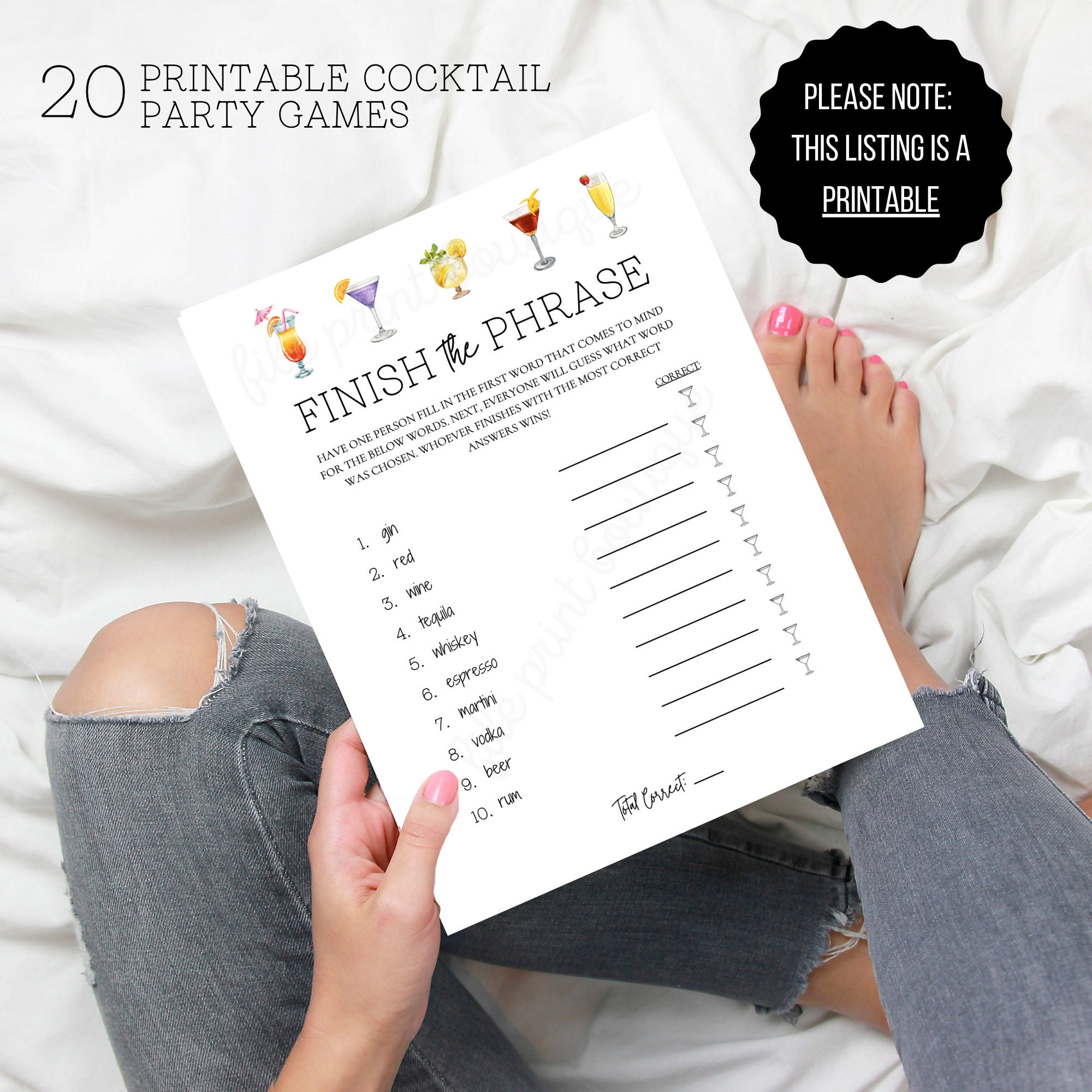 Bar Crawl Games Printable Cocktails Bundle Cocktail Scavenger Hunt Cocktail Party Games Pub