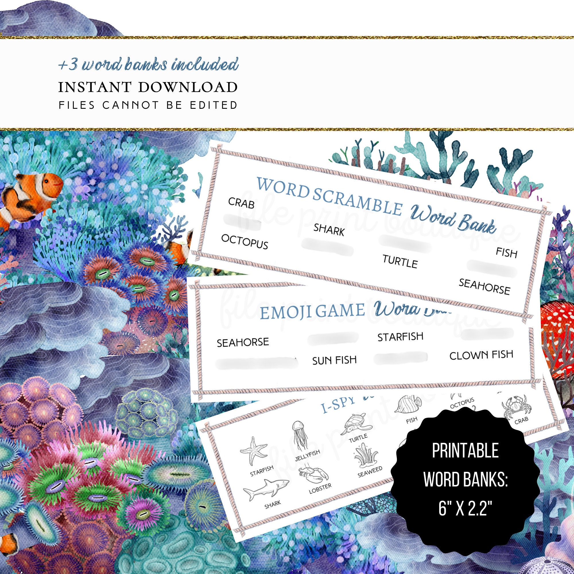 Under the Sea Party Games for Kids Printable, Under the Sea Printable ...