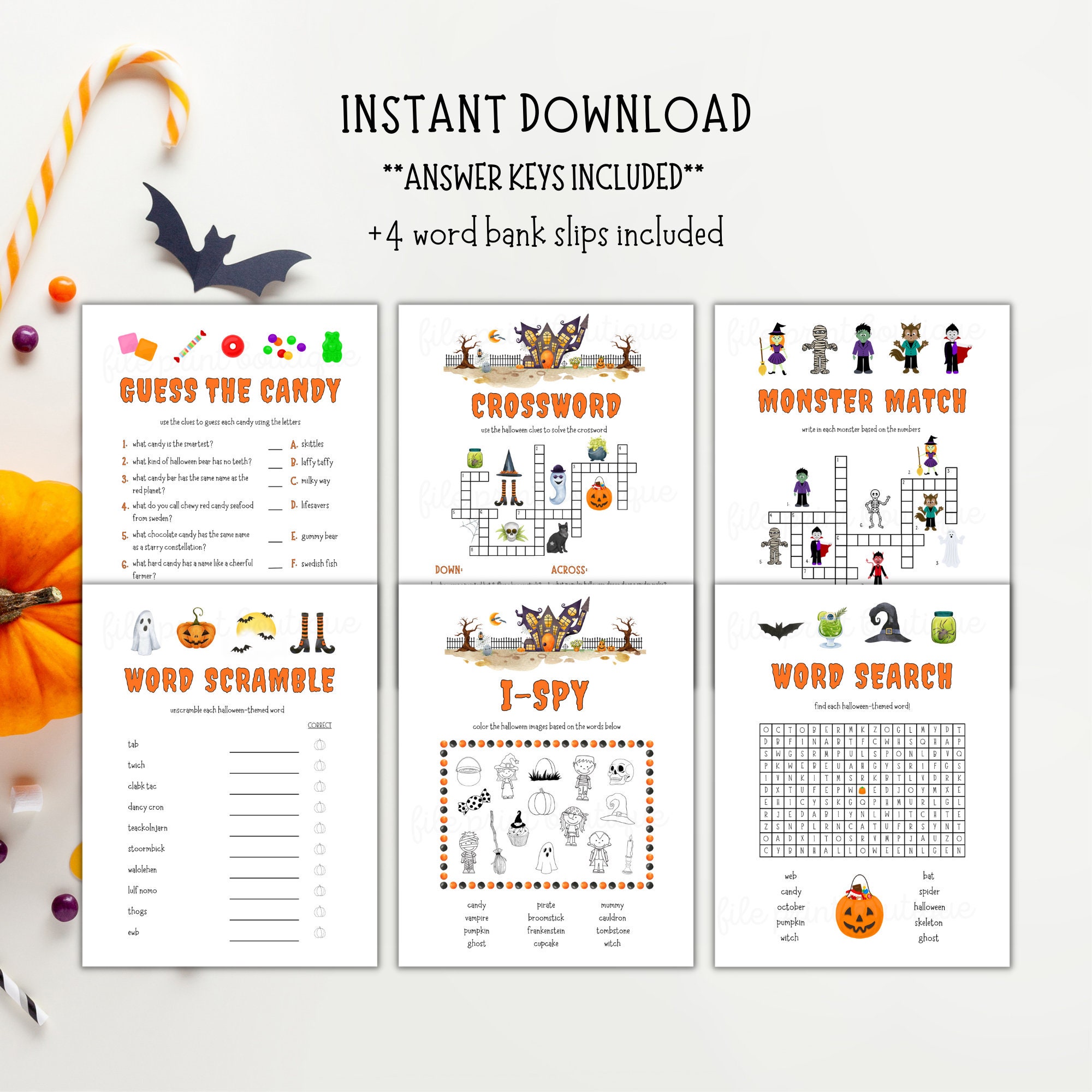 Halloween Printable Games, Halloween Game Bundle, Halloween Printable ...