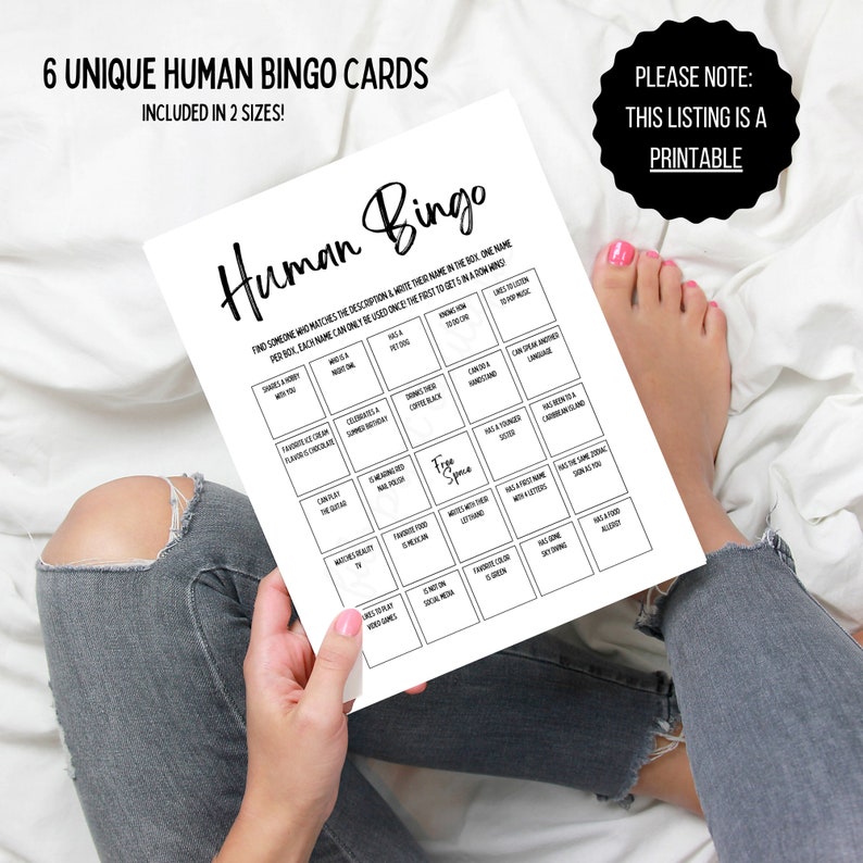 Human Bingo Icebreaker Game: 6 Unique Cards (printable) - Etsy