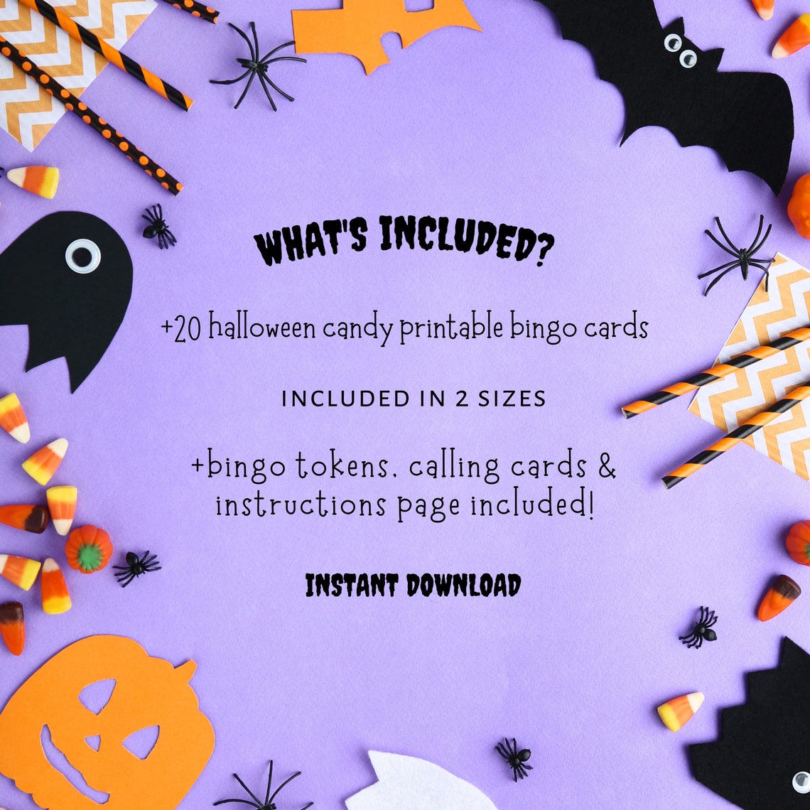 Halloween Candy Bingo Printable, Halloween Printable Bingo, Halloween ...