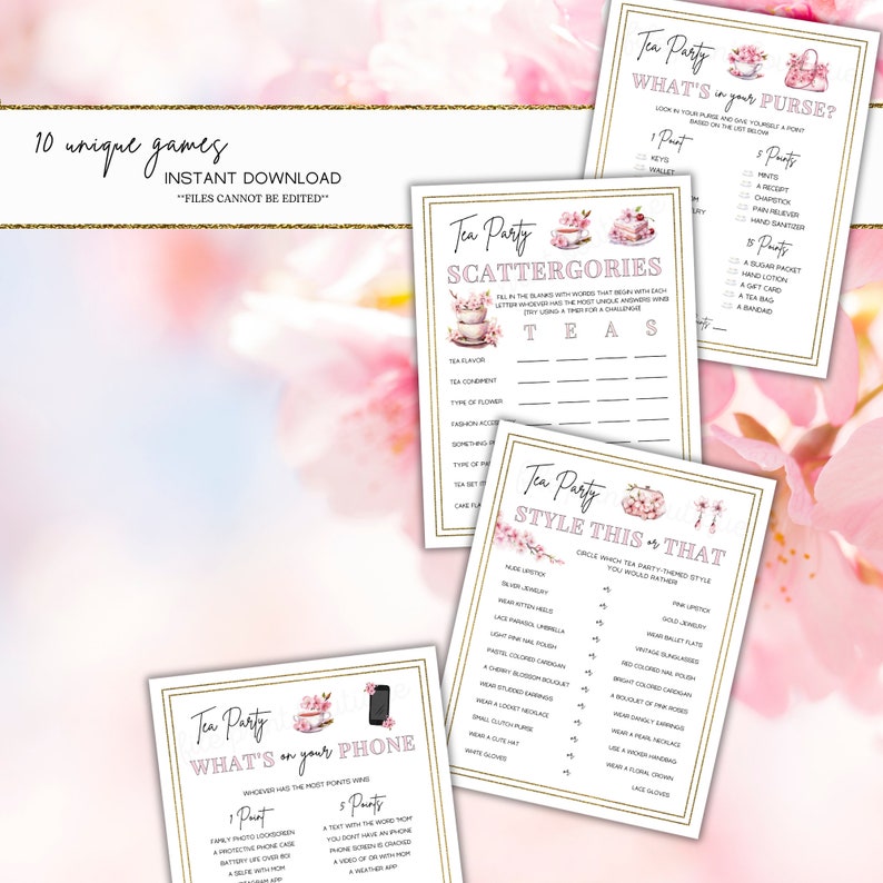 Mother's Day Tea Party Games: Printable Activity Bundle (digital ...