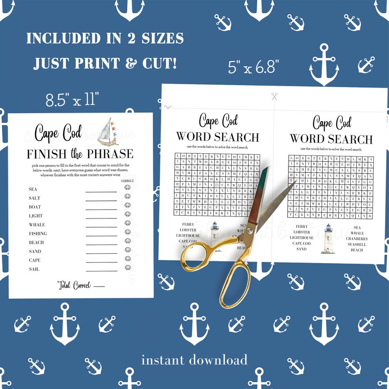 Cape Cod Printable Games, Cape Cod Printable Activities, Airbnb ...