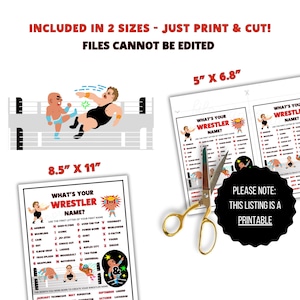 Wrestler Name Creator: Printable Wrestling Party Game (digital Download ...