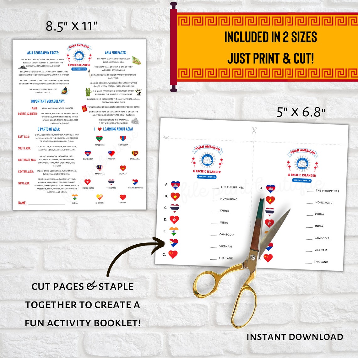 AAPI Heritage Month Printable Flag Match-up, AAPI Printable, AAPI ...