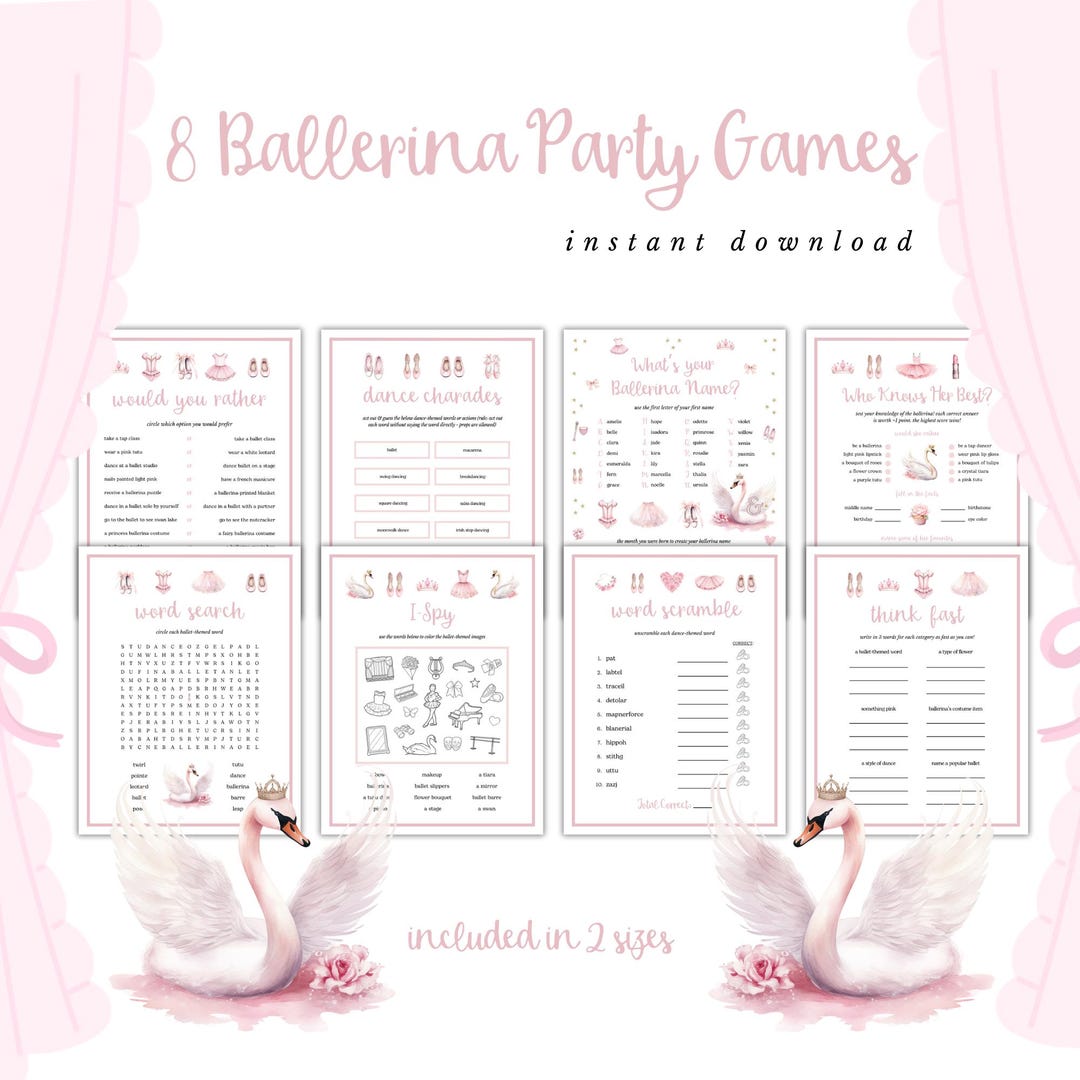 Ballerina Games for Kids Printable, Printable Kid's Ballet Games, Kid's ...