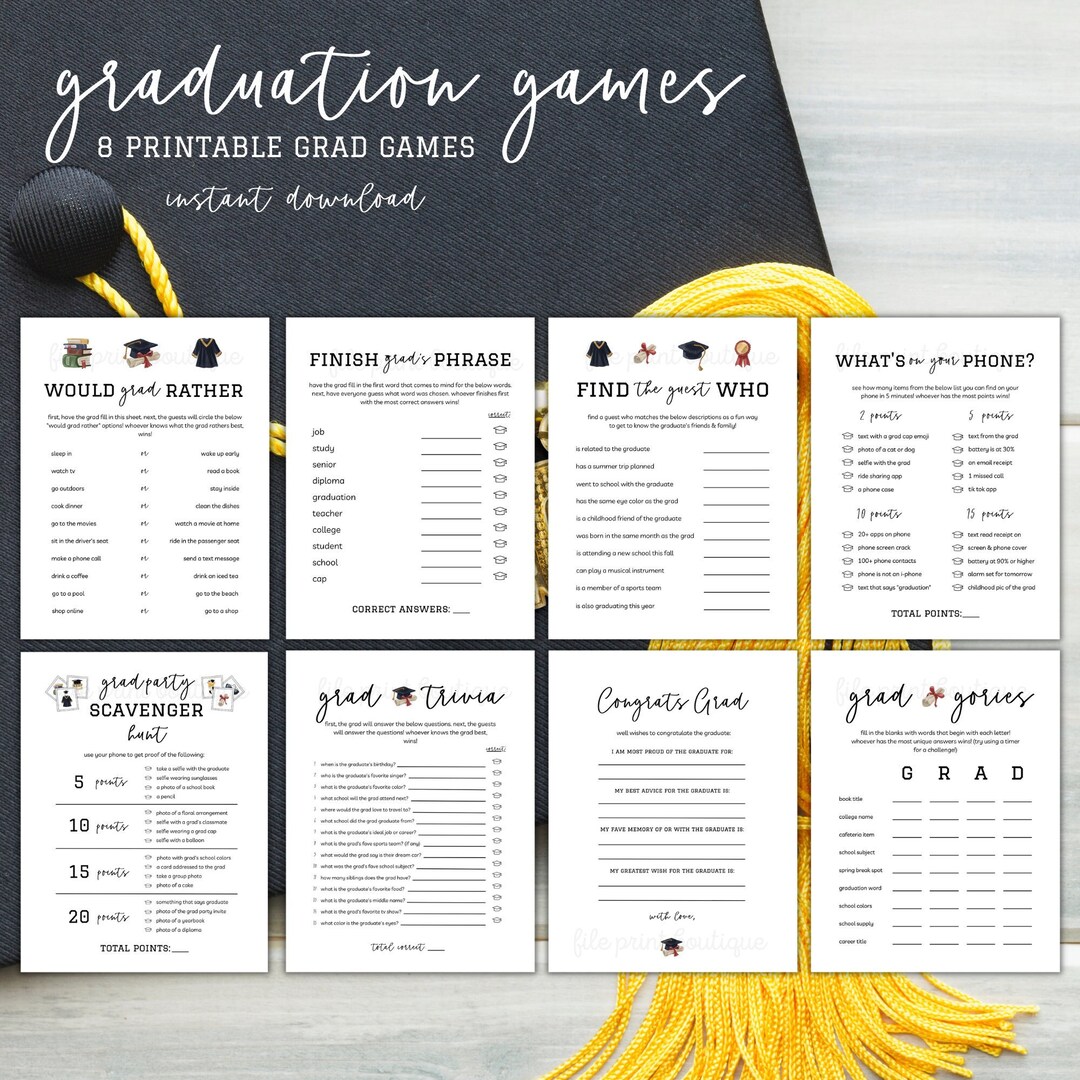 Graduation Party Game Bundle Graduation Sign Graduation - Etsy