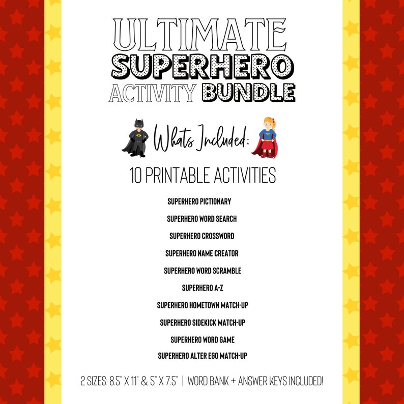Superhero Party Games: Printable Kids Activities Bundle (10 Games) - Etsy