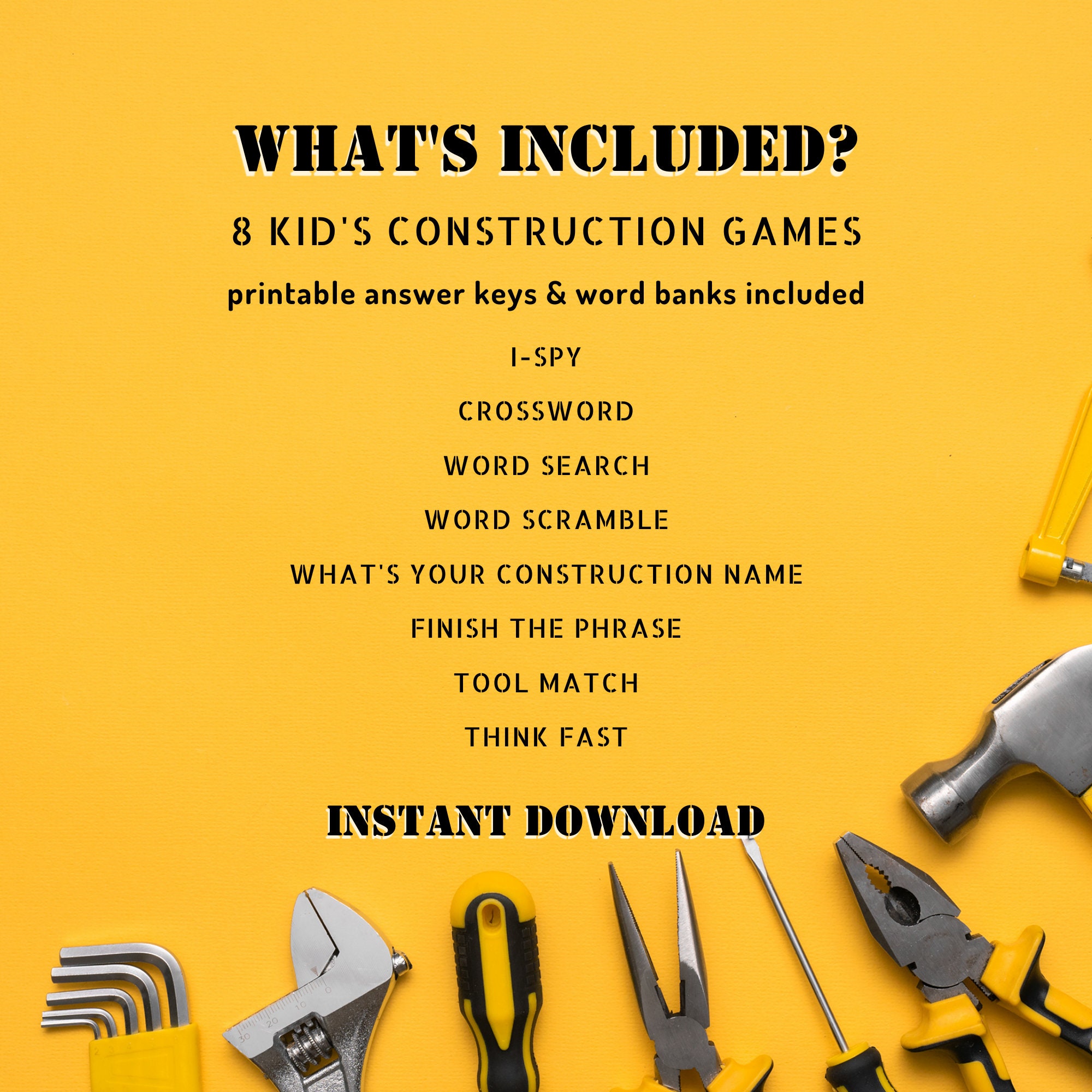 Construction Party Games Printable: Kids Birthday Activities (digital ...