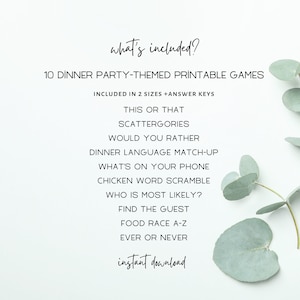 Dinner Party Games Printable, Dinner Party Activities, Minimalist Party ...