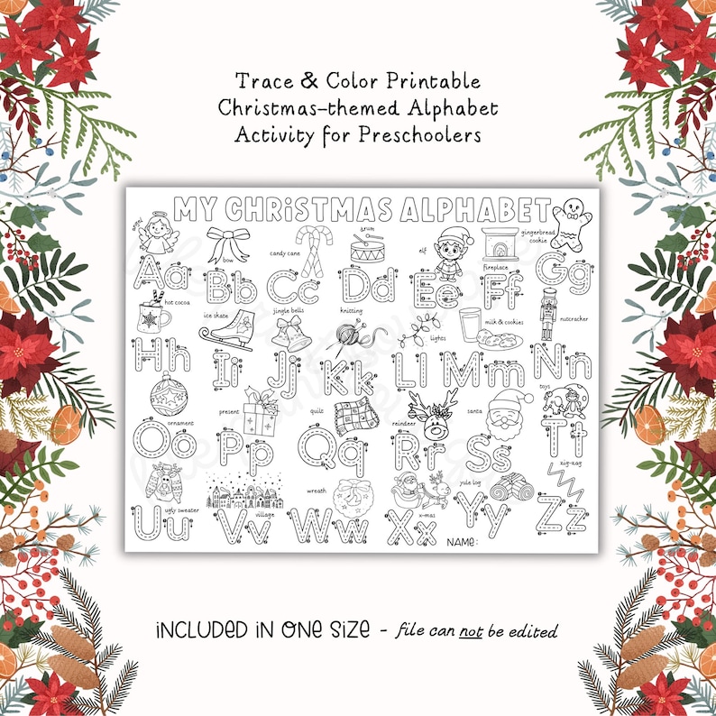 Christmas Alphabet Printable Activity: Preschool A-Z Activity (PDF ...