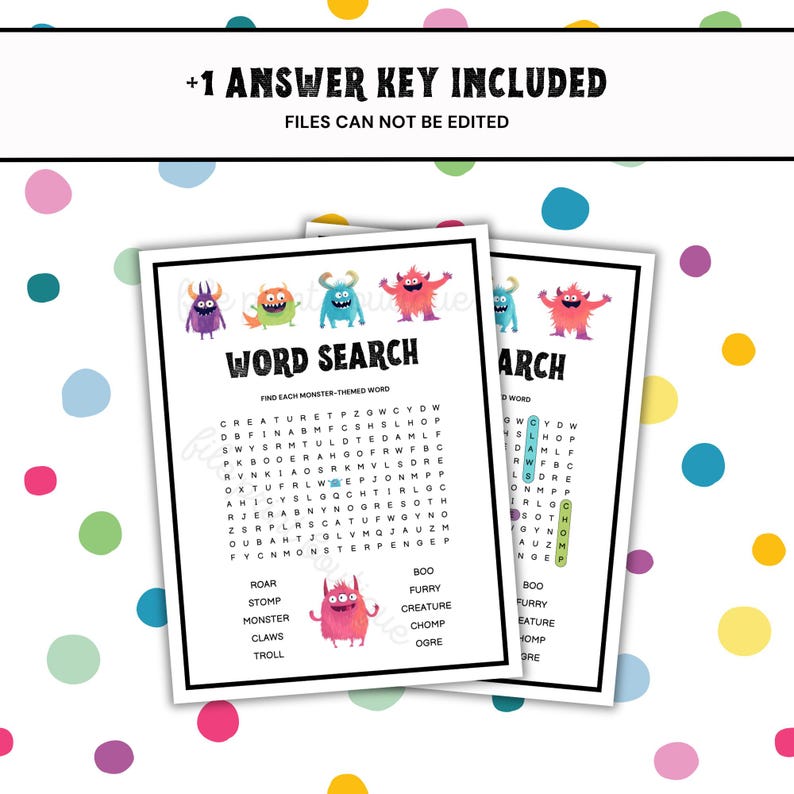 Monster Party Games, Printable Monster Games, Monster Games for Kids ...