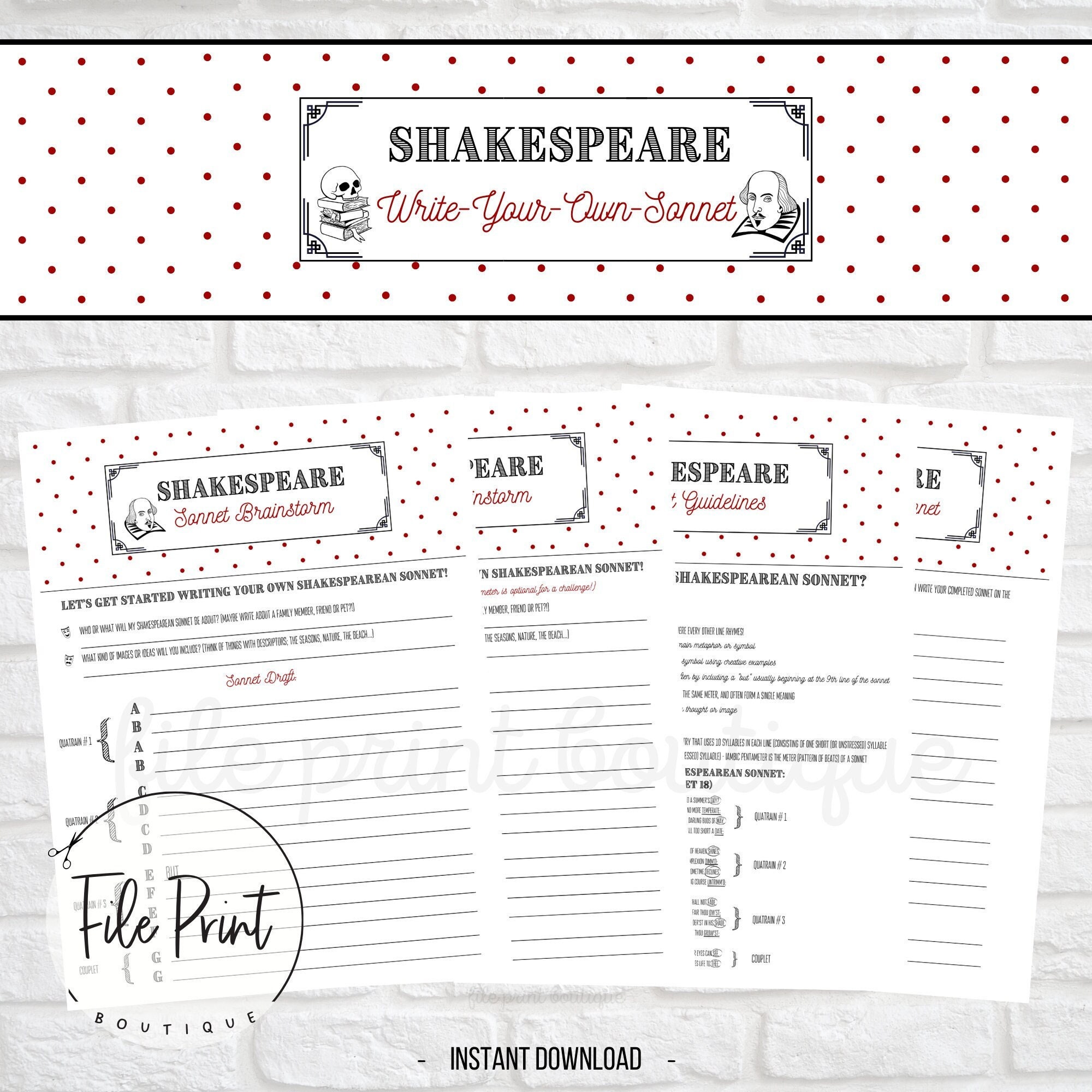 Shakespeare Printable Sonnet Activity, Shakespeare Write-your-own ...