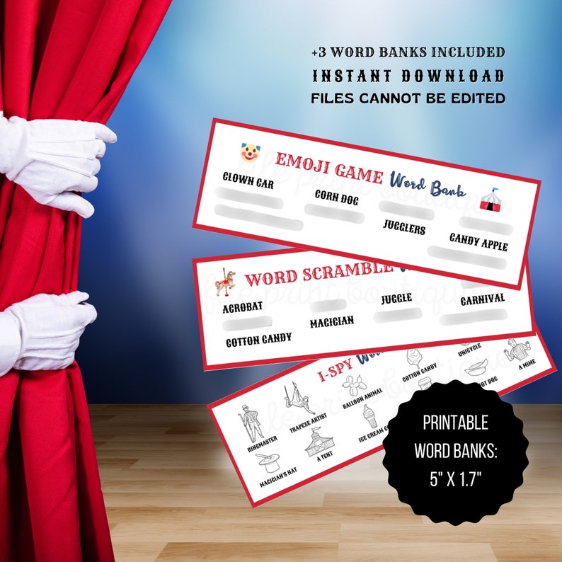 Carnival Party Games: Printable Circus Activities (instant Download) - Etsy