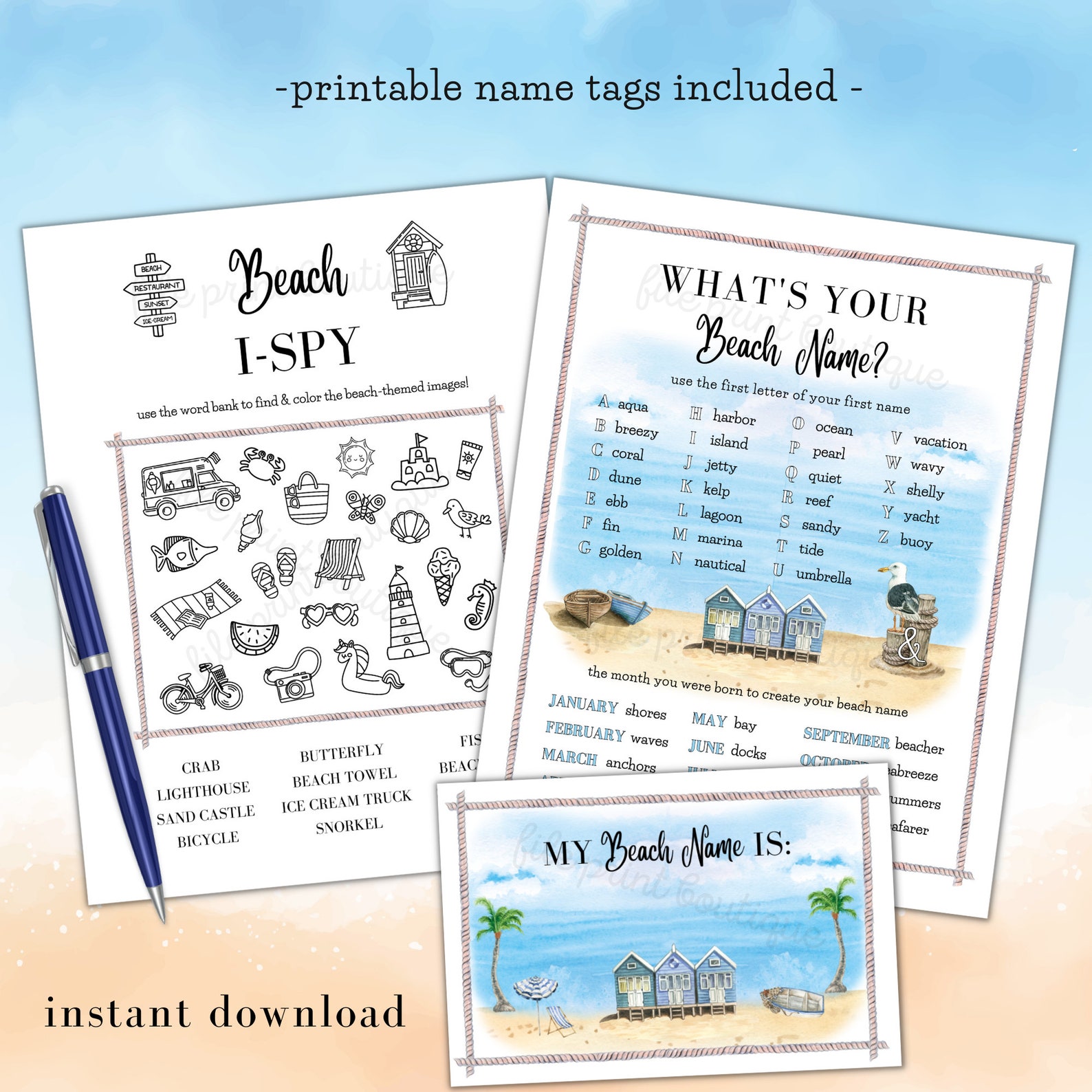 Beach Printable Games, Family Beach Games, Printable Beach Activities ...