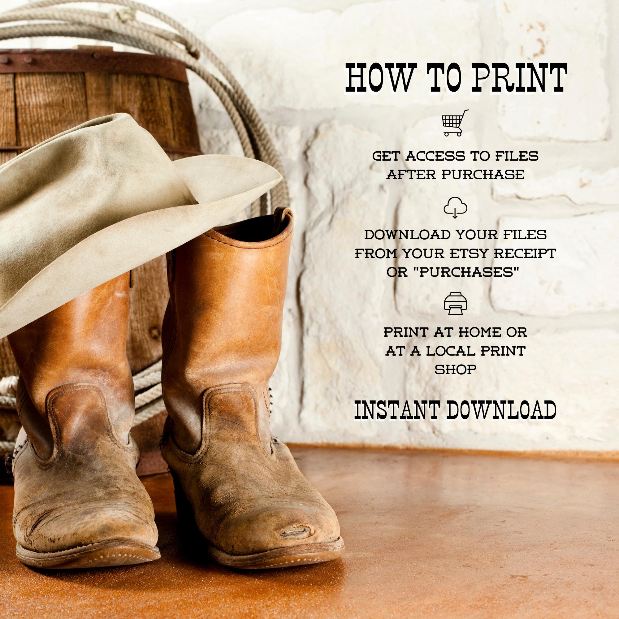 Cowboy Birthday Activity Page: Printable Coloring Placemat (digital ...