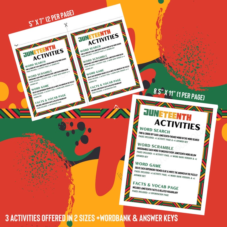 Juneteenth Kids Activity Bundle, Juneteenth Activities, Juneteenth Word ...
