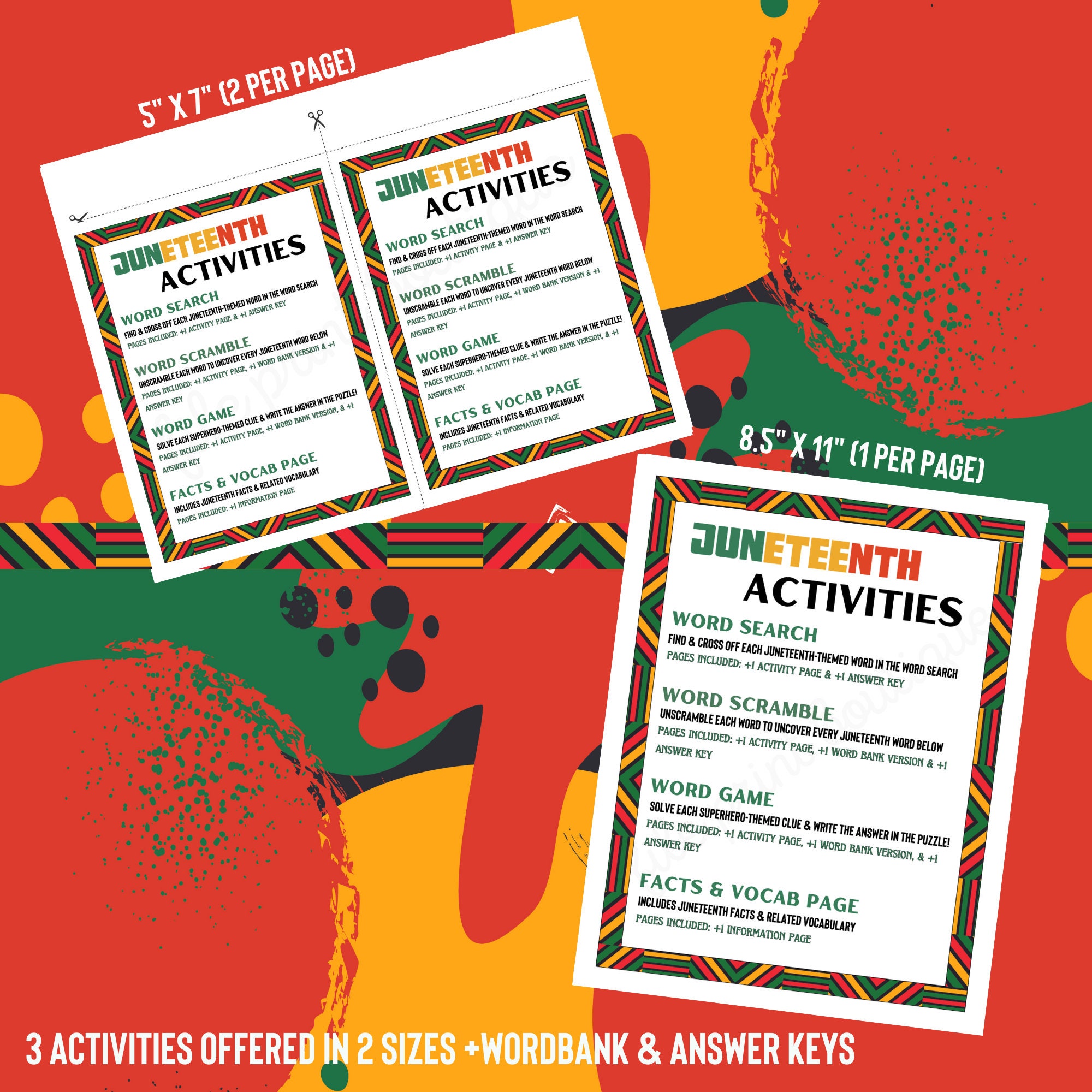 Juneteenth Kids Activity Bundle, Juneteenth Activities, Juneteenth Word ...