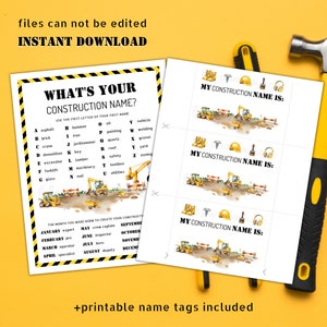 Construction Party Games Printable: Kids Birthday Activities (digital ...