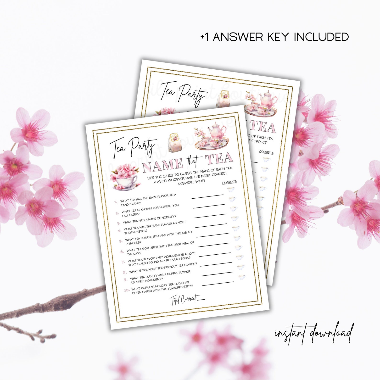 Mother's Day Tea Party Printable Games, Tea Party Activities, Mother's ...