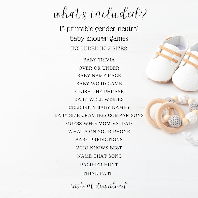 Baby Shower Printable Games Gender Neutral Baby Shower Games - Etsy