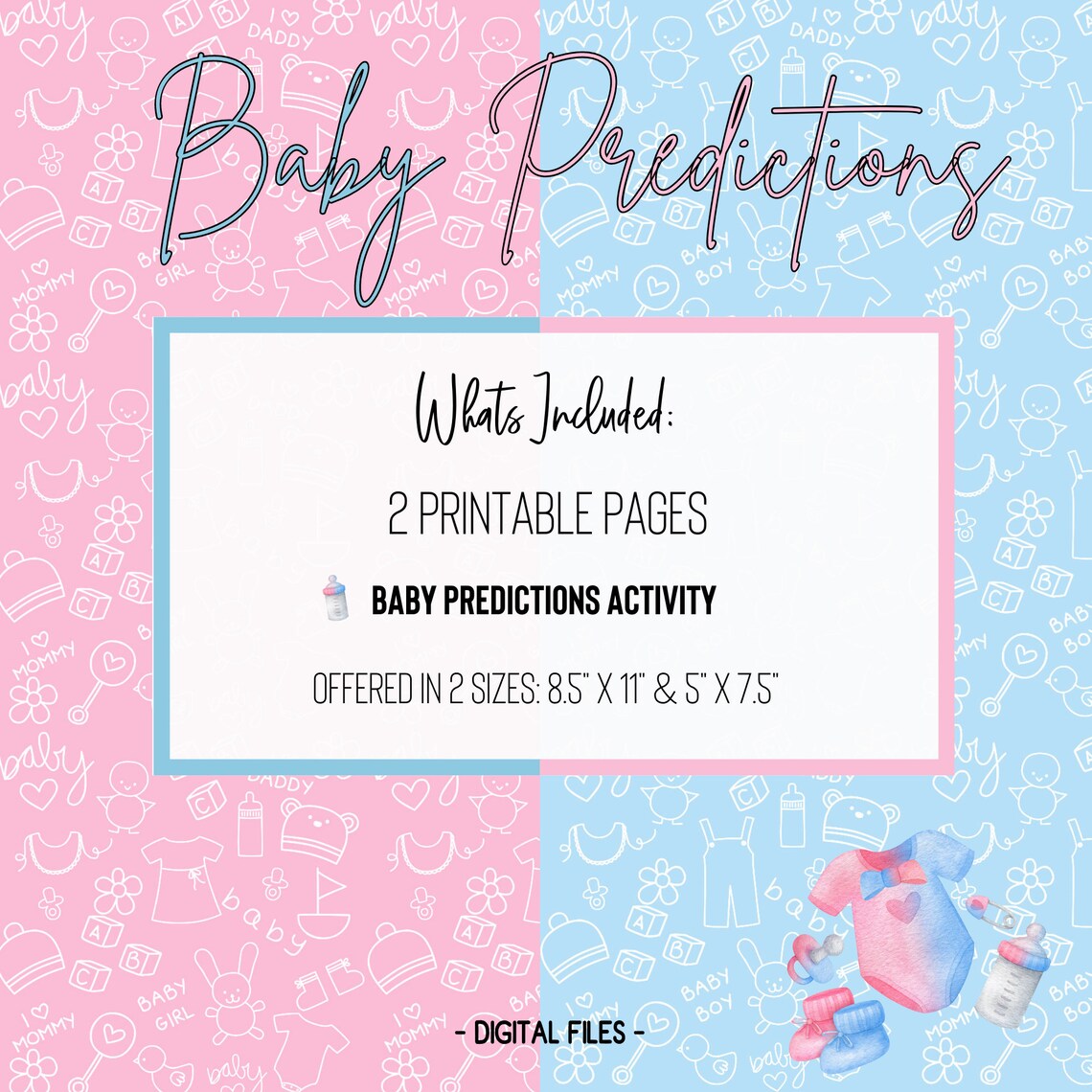 Printable Baby Predictions Game Baby Shower Game Gender | Etsy