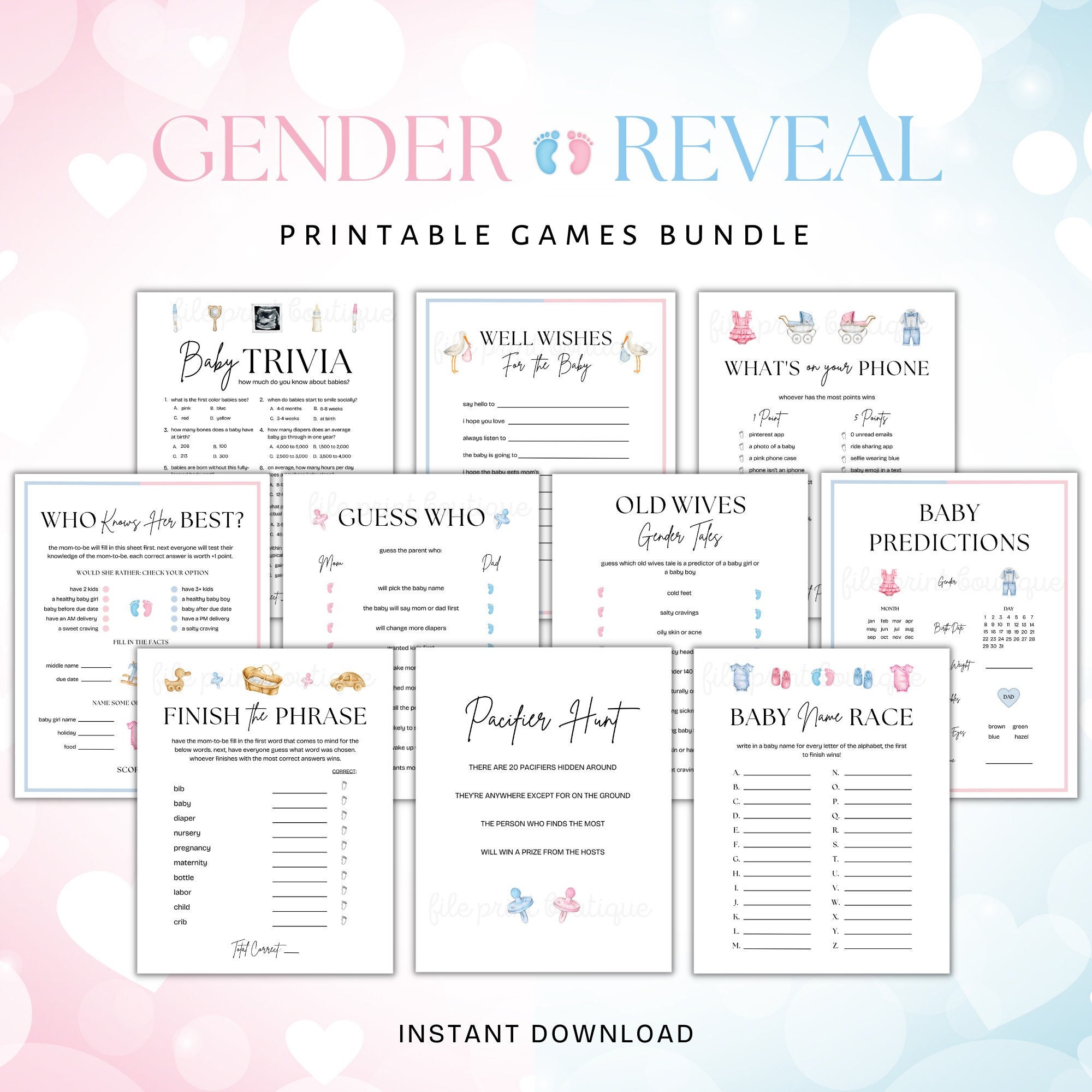 Gender Reveal Party Games Printable Gender Reveal Activities - Etsy