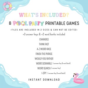 Pool Party Games for Kids Printable, Printable Pool Party Games, Pool ...