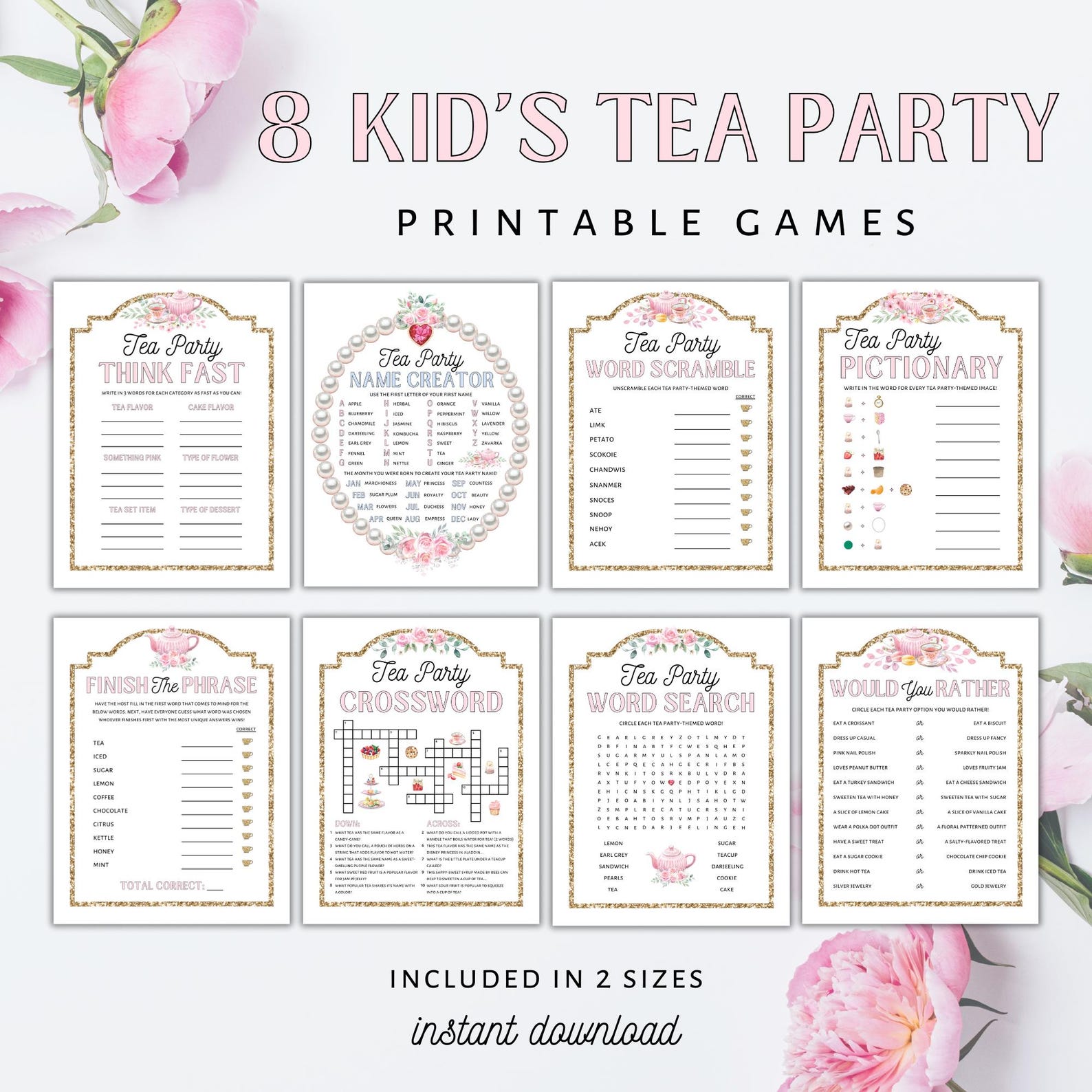 Tea Party Games for Kids: Printable Activity Bundle (digital Download ...