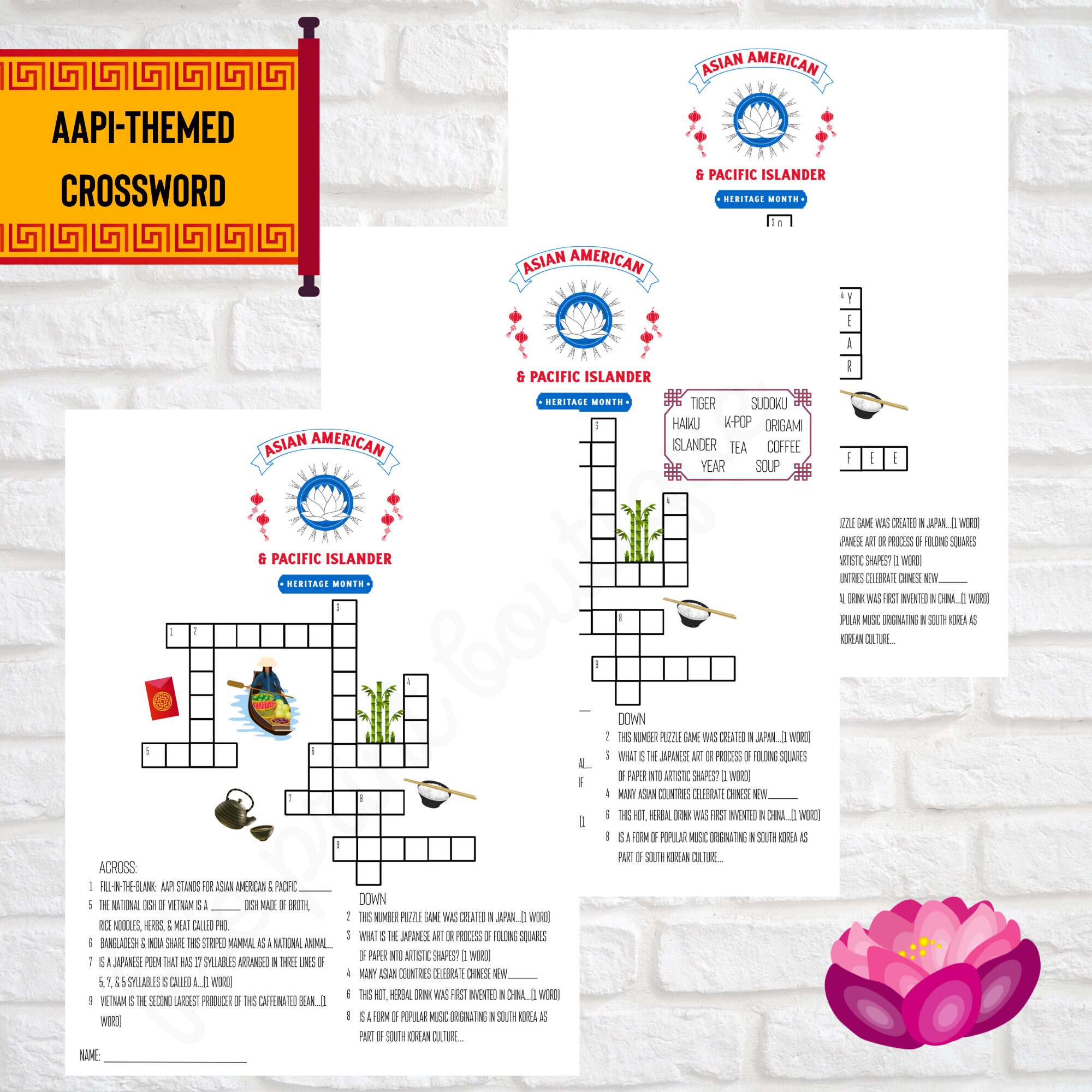 AAPI Heritage Month Printable Crossword AAPI Printable AAPI | Etsy Canada