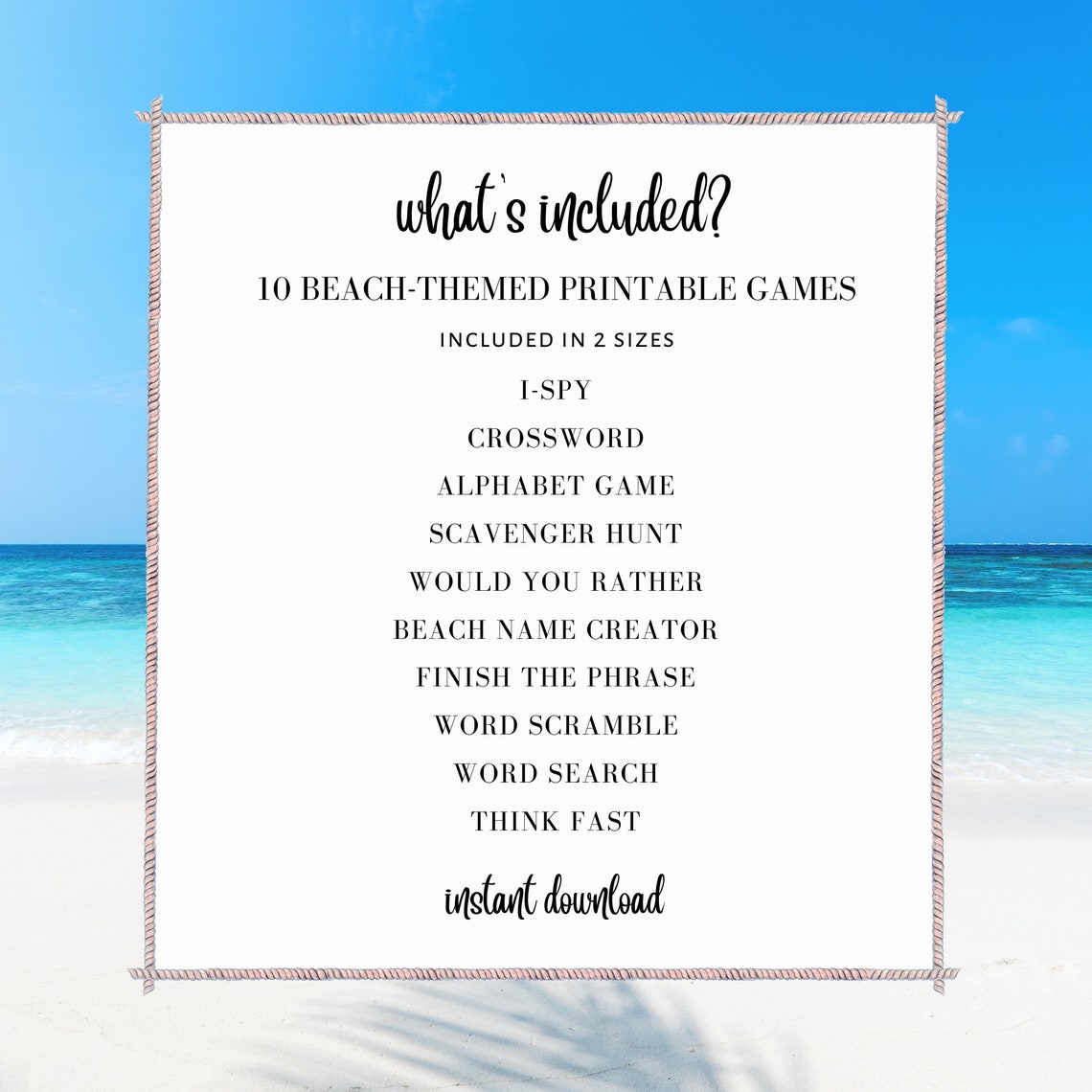 Beach Printable Games, Family Beach Games, Printable Beach Activities ...