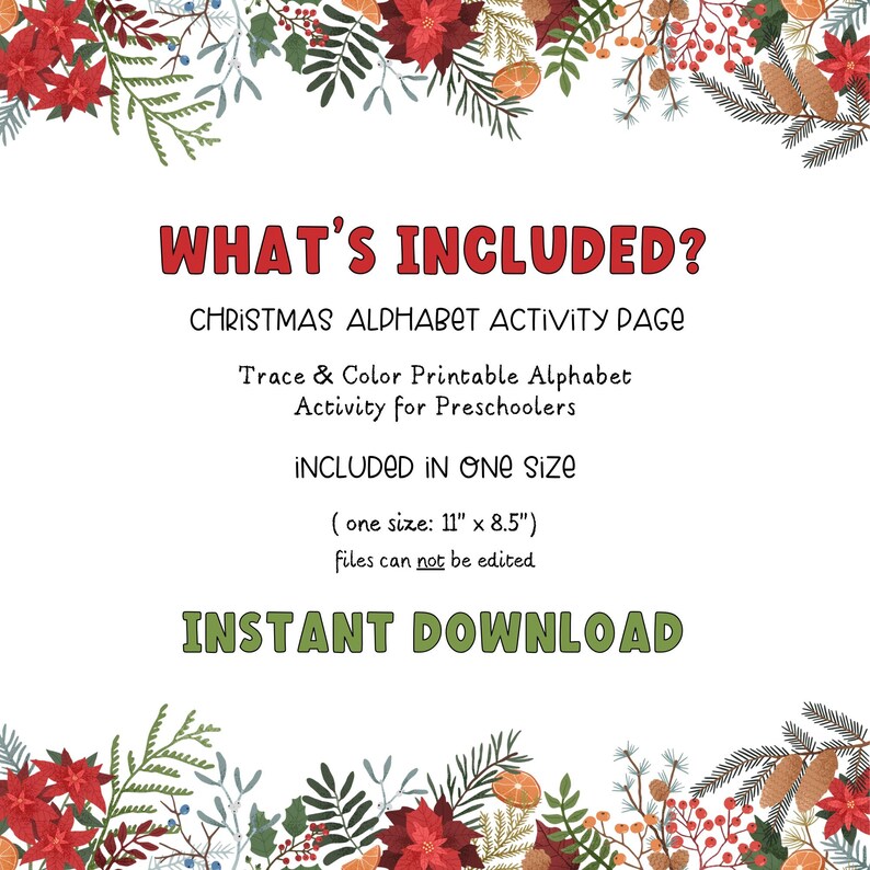 Christmas Alphabet Printable Activity: Preschool A-Z Activity (PDF ...
