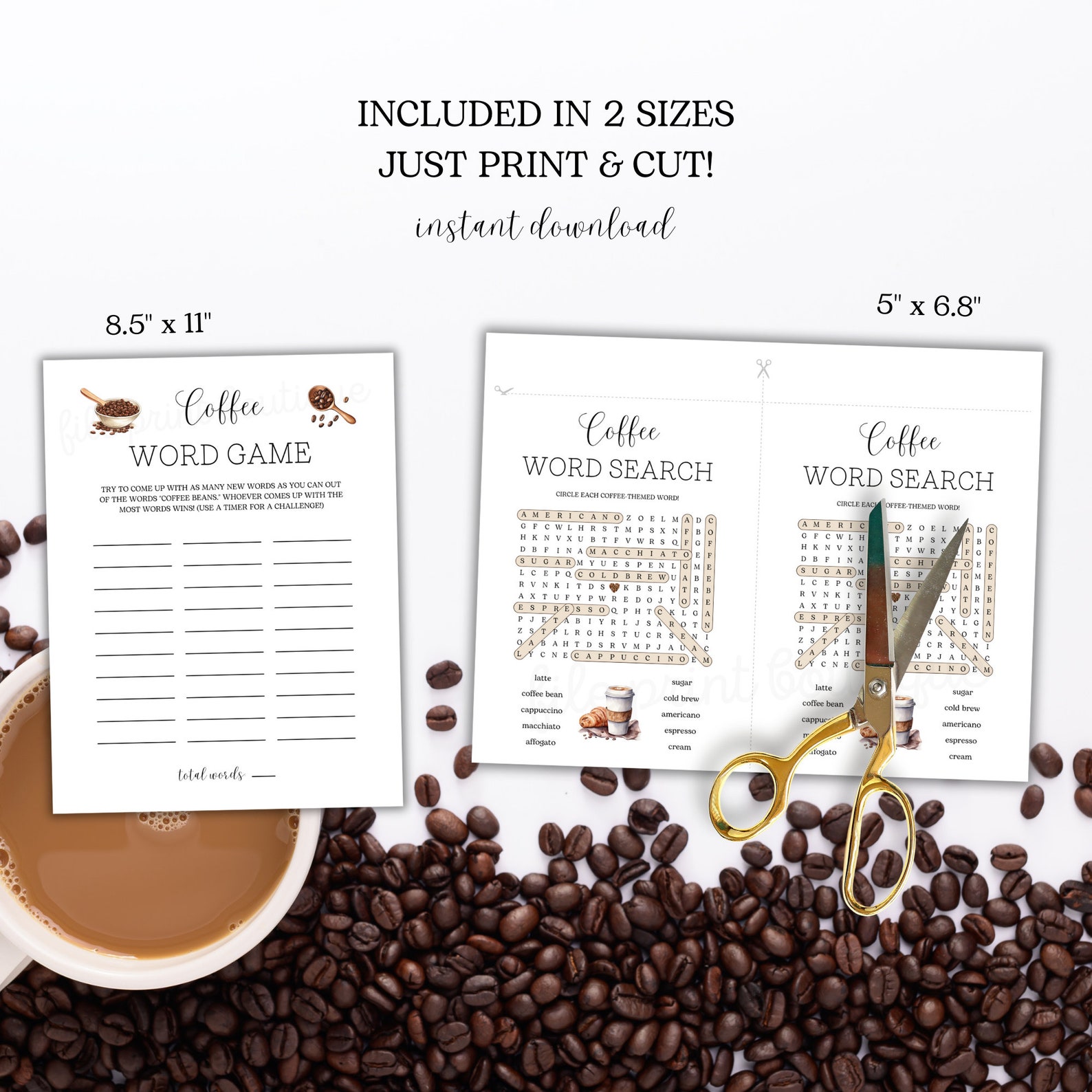 Coffee Party Games Printable: Minimalist Activity Bundle (digital ...