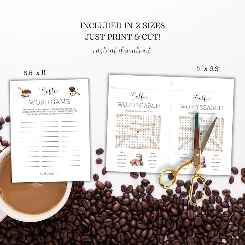 Coffee Party Games Printable: Minimalist Activity Bundle (digital ...
