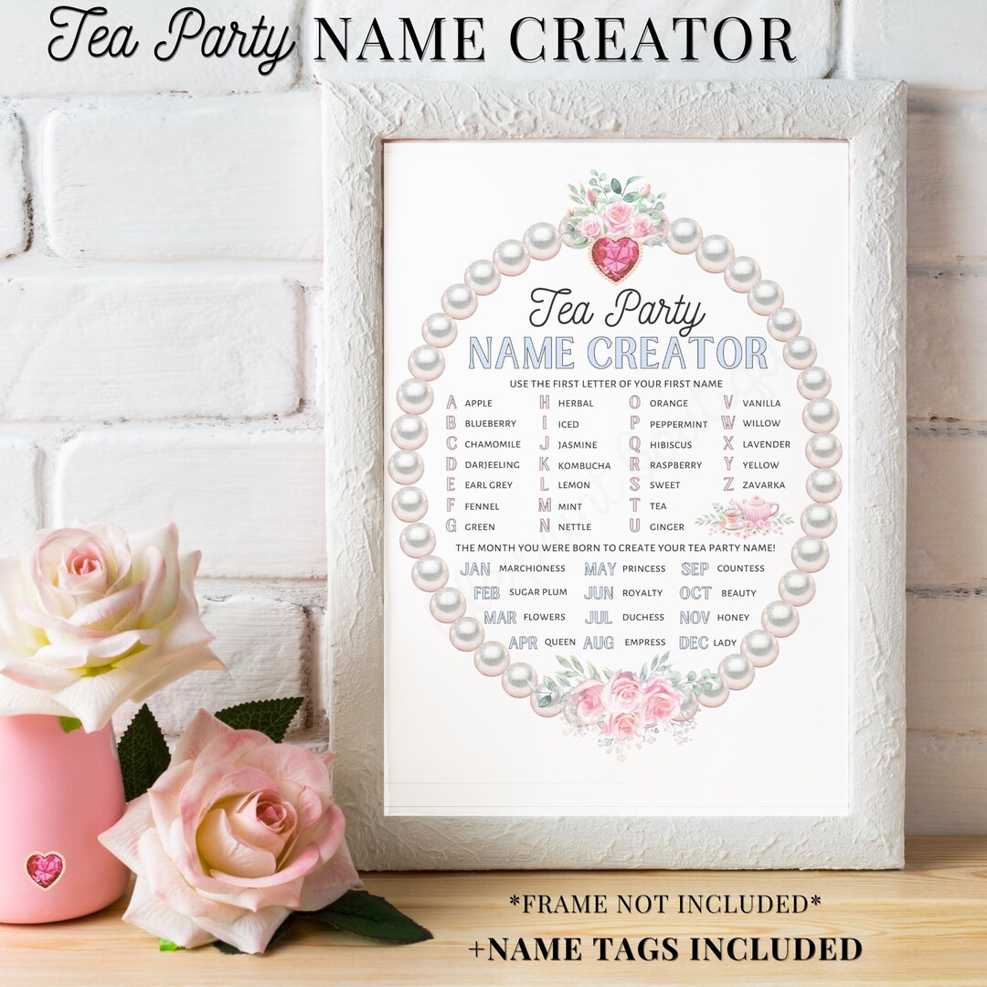 Tea Party Name Creator Game: Printable Activity (PDF) - Etsy