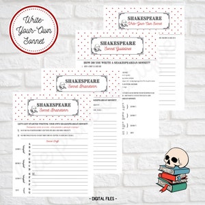 Shakespeare Printable Sonnet Activity, Shakespeare Write-your-own ...