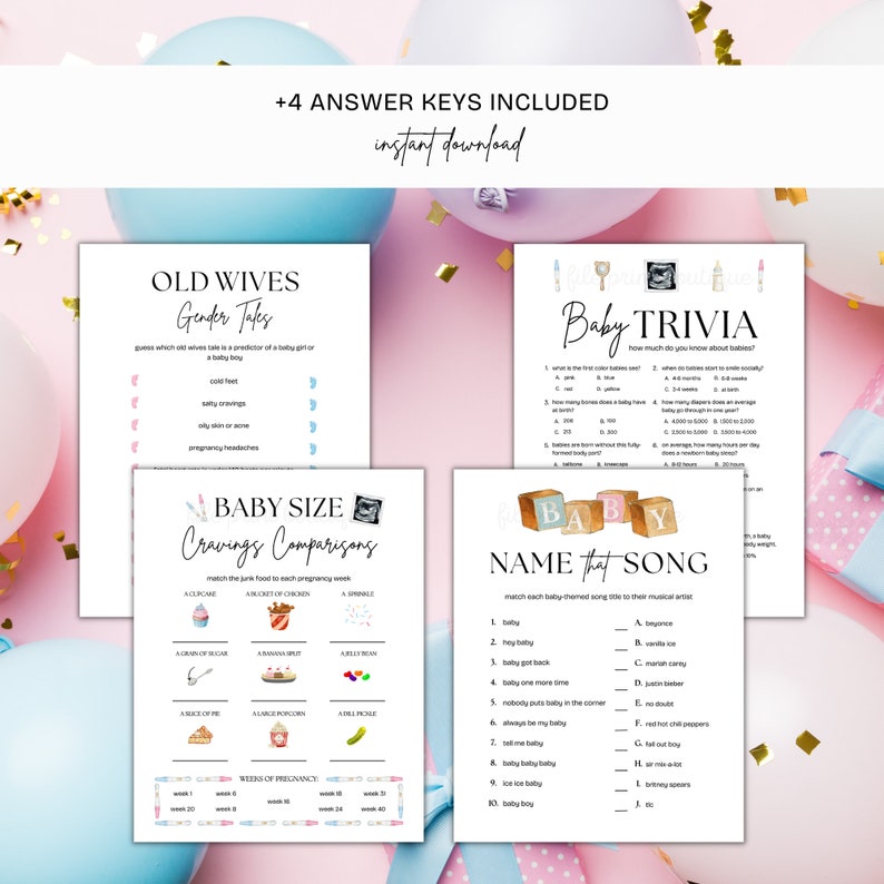 Gender Reveal Party Games Printable Gender Reveal Activities - Etsy