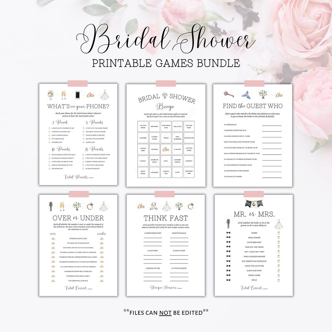 Bridal Shower Games Bundle: 13 Printable Activities (digital Download ...