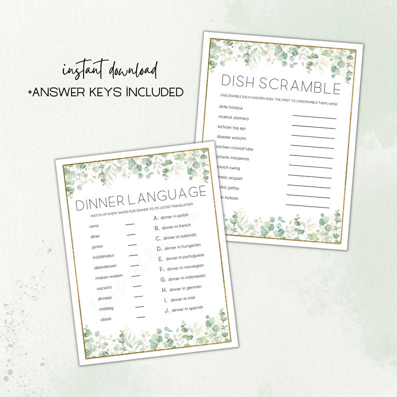 Dinner Party Games Printable, Dinner Party Activities, Minimalist Party ...
